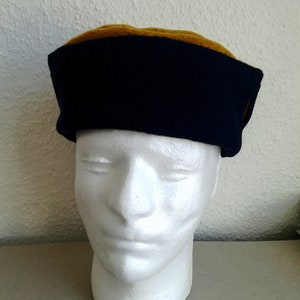 Round Hat for Medieval Re-enactment Made of Mustard and Navy Blue ...