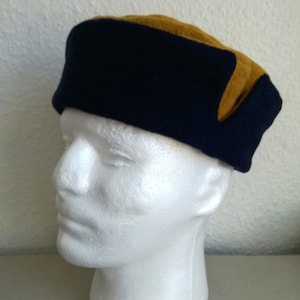 Round Hat for Medieval Re-enactment Made of Mustard and Navy Blue ...