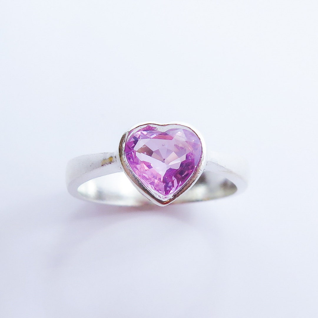 Certified Natural Pink Spinel Heart 925 Sterling Silver/ 9ct 14k 18k ...