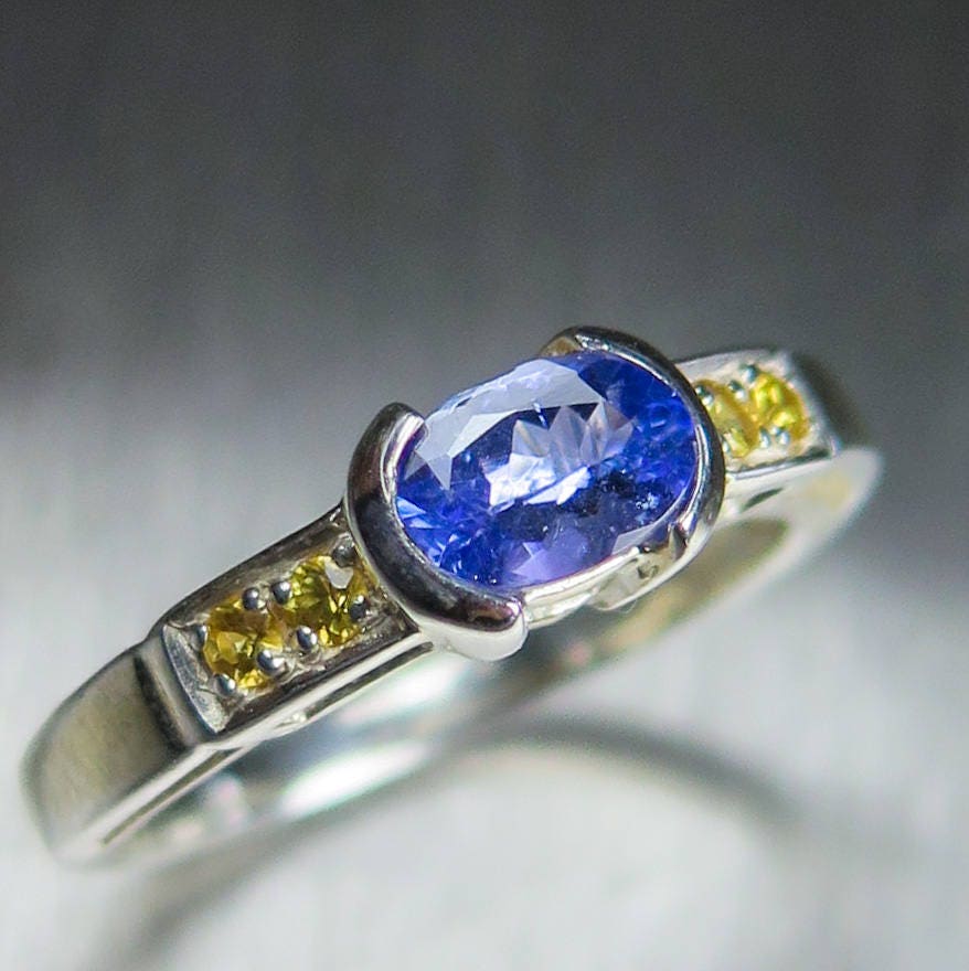 Natural Purple Tanzanite oval cut 925 Silver 9ct 14k 18k 585 | Etsy