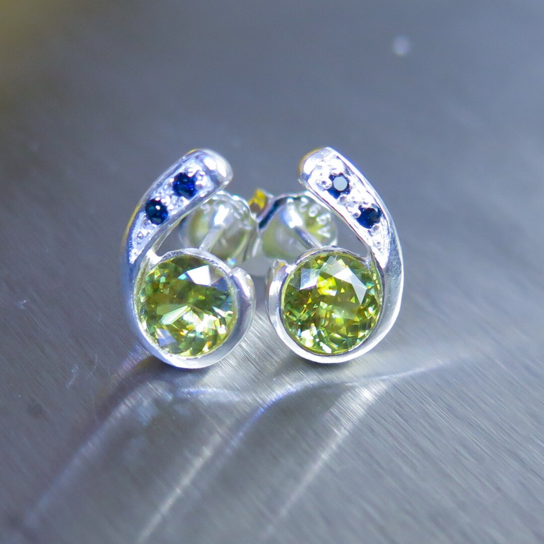 Natural Titanite Sphene & Sapphires 925 Sterling Silver 9ct 14k 18k 585 ...