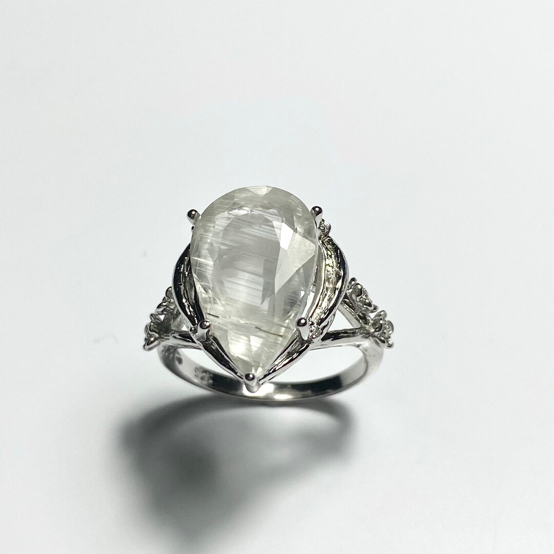 Certified Very Rare 7.5ct Natural Cats Eye Topaz Silky White 925 Silver ...