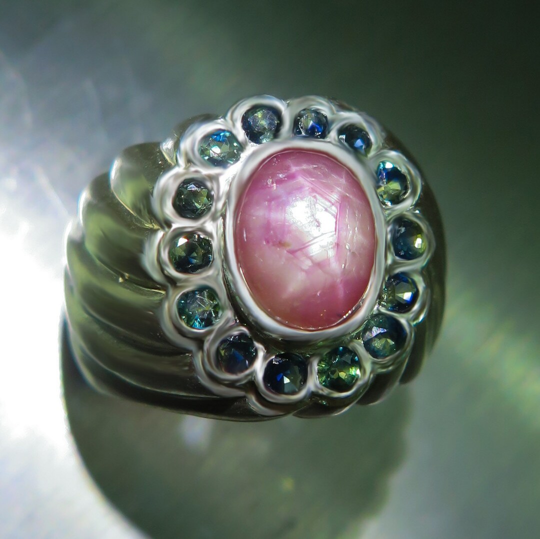 Certificado 2.6ct Estrella de rayo rojo rubí natural Sterling 925 Plata ...