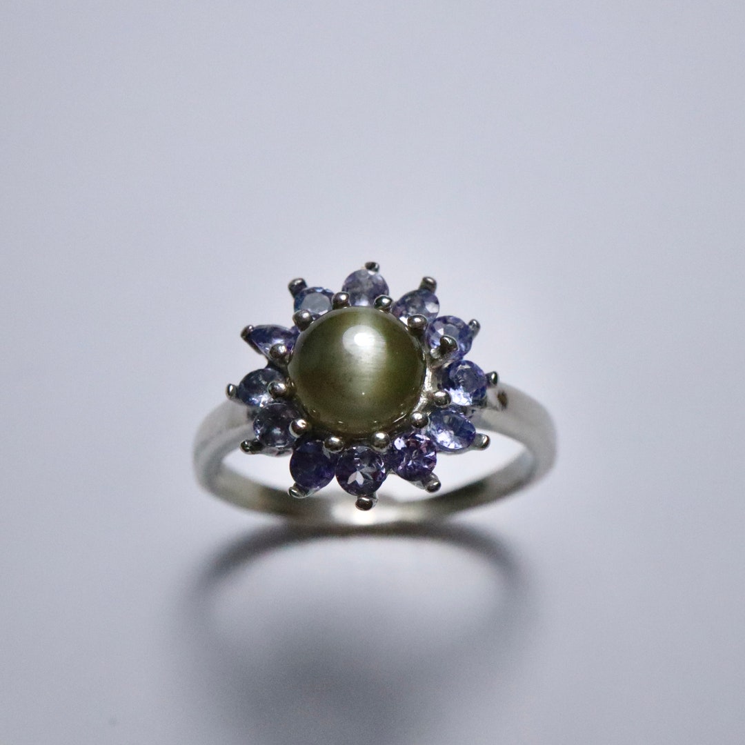 Certified 1.6ct natural Cat's Eye Chrysoberyl Sterling 925 Silver 9ct ...
