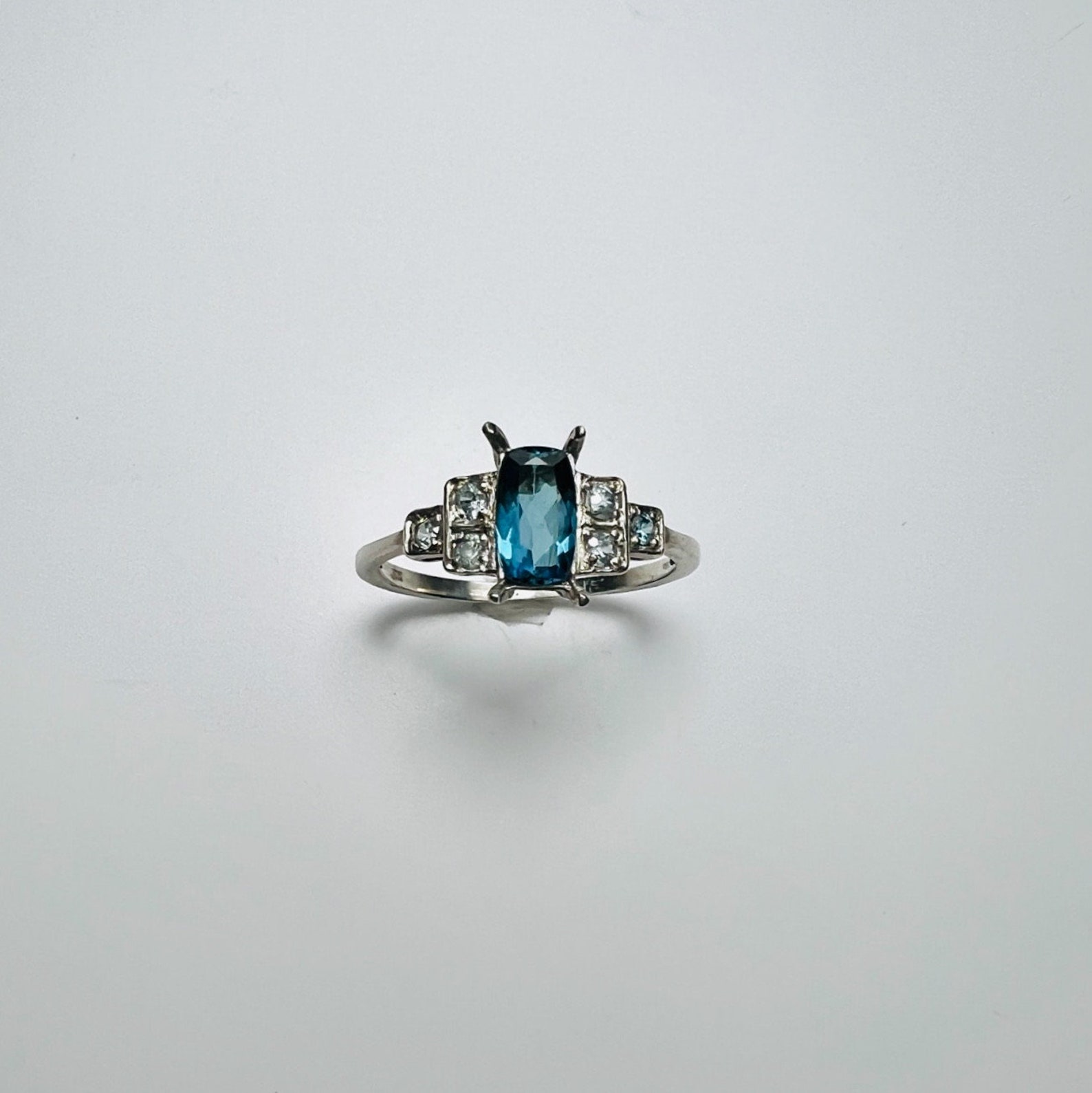 Anillo art déco de turmalina indicolita azul verdosa natural ...
