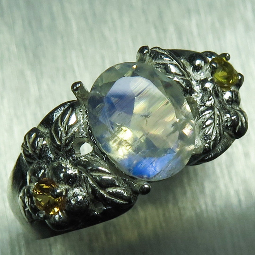 Certified 1.7ct Natural Rainbow Moonstone 925 Sterling Silver 9ct 14k ...
