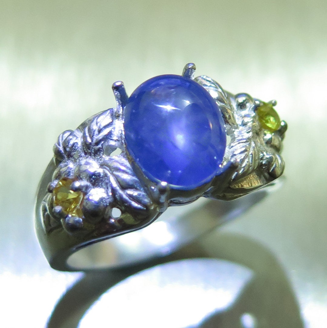 Certified 3.6ct Natural Cornflower Blue Star Sapphire 925 Sterling ...