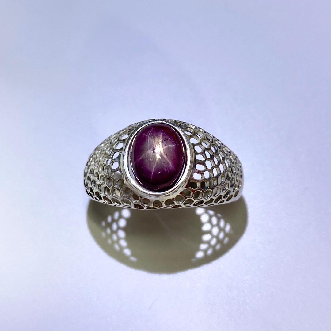 Certified 3.35cts Natural Star Red Ruby Sterling 925 Silver 9ct 14k 18k ...