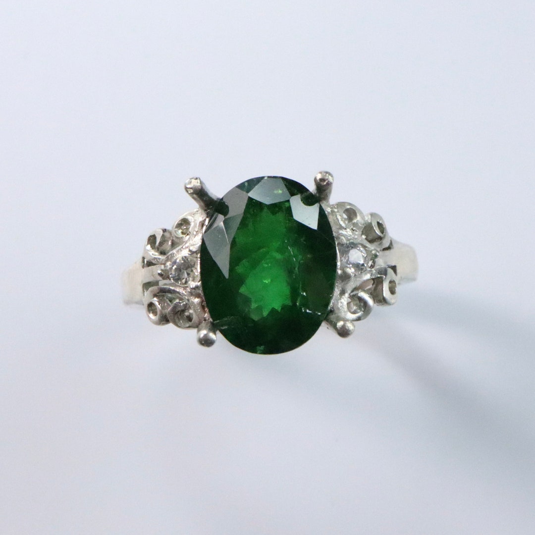 Anillo de compromiso de platino 950 con granate tsavorita natural ...