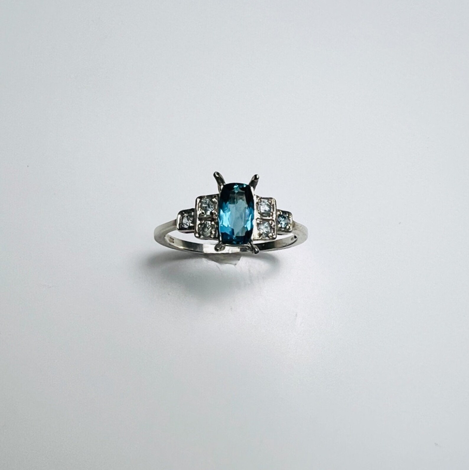 Anillo art déco de turmalina indicolita azul verdosa natural ...