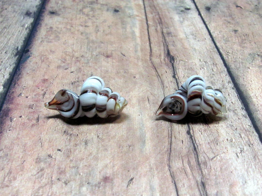 Brown Whelk Sea Shell Boro Lampwork Beads, Sea Shell Lampwork Boro ...