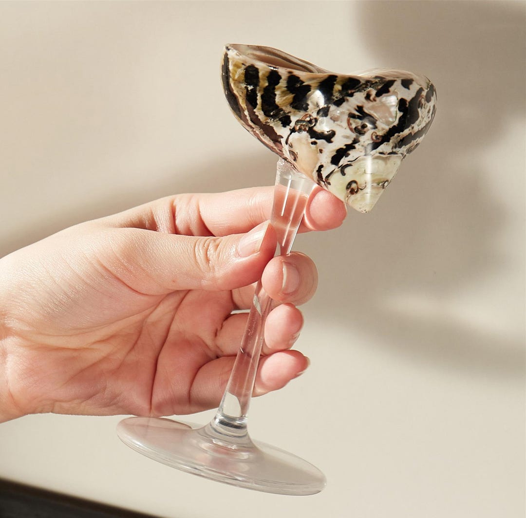 Natural Conch Glass Cup, Seashell Martini Glasses, Conch Shell Wine ...