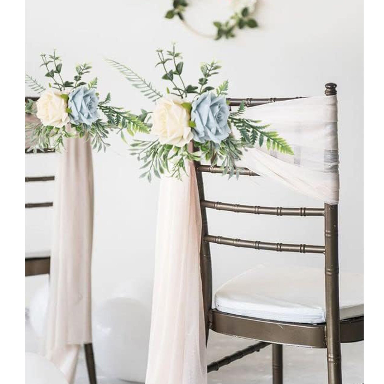 2pcs Wedding Aisle Decorations Rose Chair Back Flower Aisle Marker Pew ...