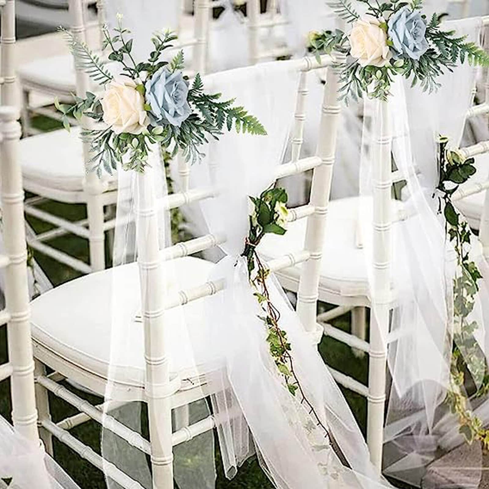 2pcs Wedding Aisle Decorations Rose Chair Back Flower Aisle Marker Pew ...
