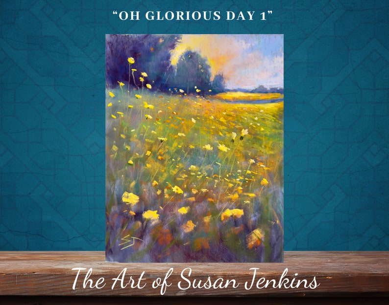 Pastel Painting / Yellow Flower Landscape / 11" X 14"/ Susan Jenkins - Etsy