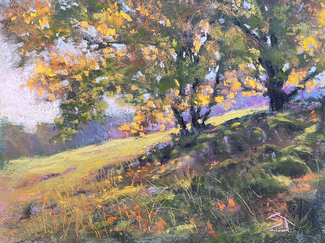 Pastel Painting / Autumn Tree Landscape / 12" X 9"/ Susan Jenkins - Etsy