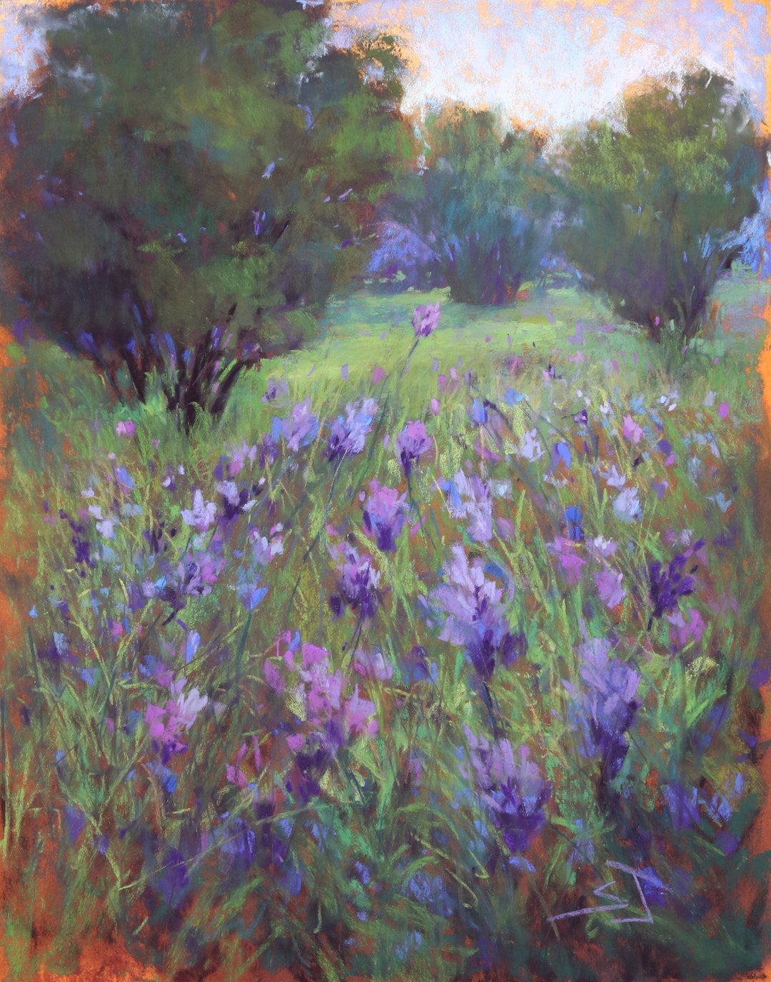 Original Pastel Painting / Purple Flower Field / 11 X 14 / Susan ...