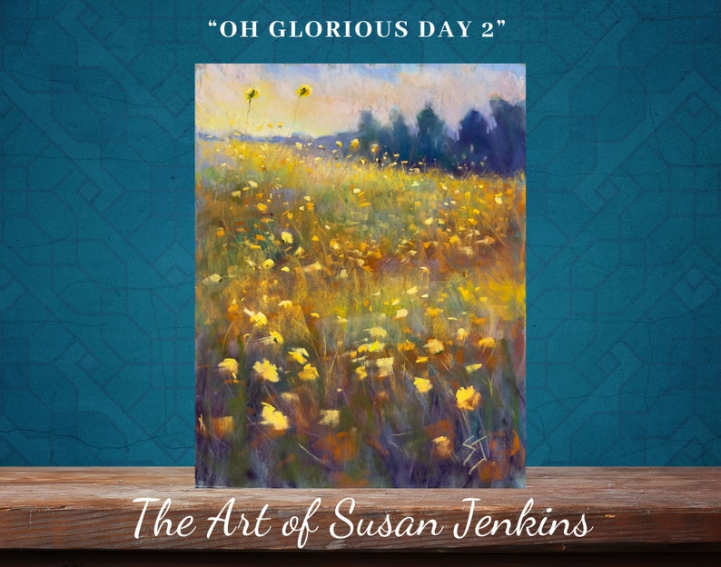 Pastel Painting / Yellow Flower Landscape / 11 X 14/ Susan Jenkins - Etsy