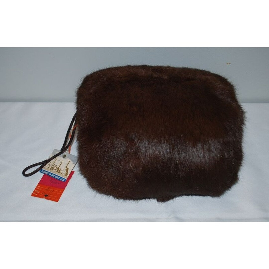 Vintage Fur Hand Muff Brown Rabbit Zipper Pocket Wrist Strap Hand ...
