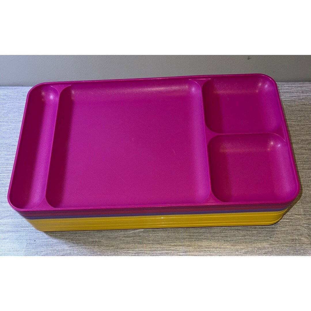 Vintage Tupperware Divided Trays Lunch Stackable Picnic Camping Lot 8 ...