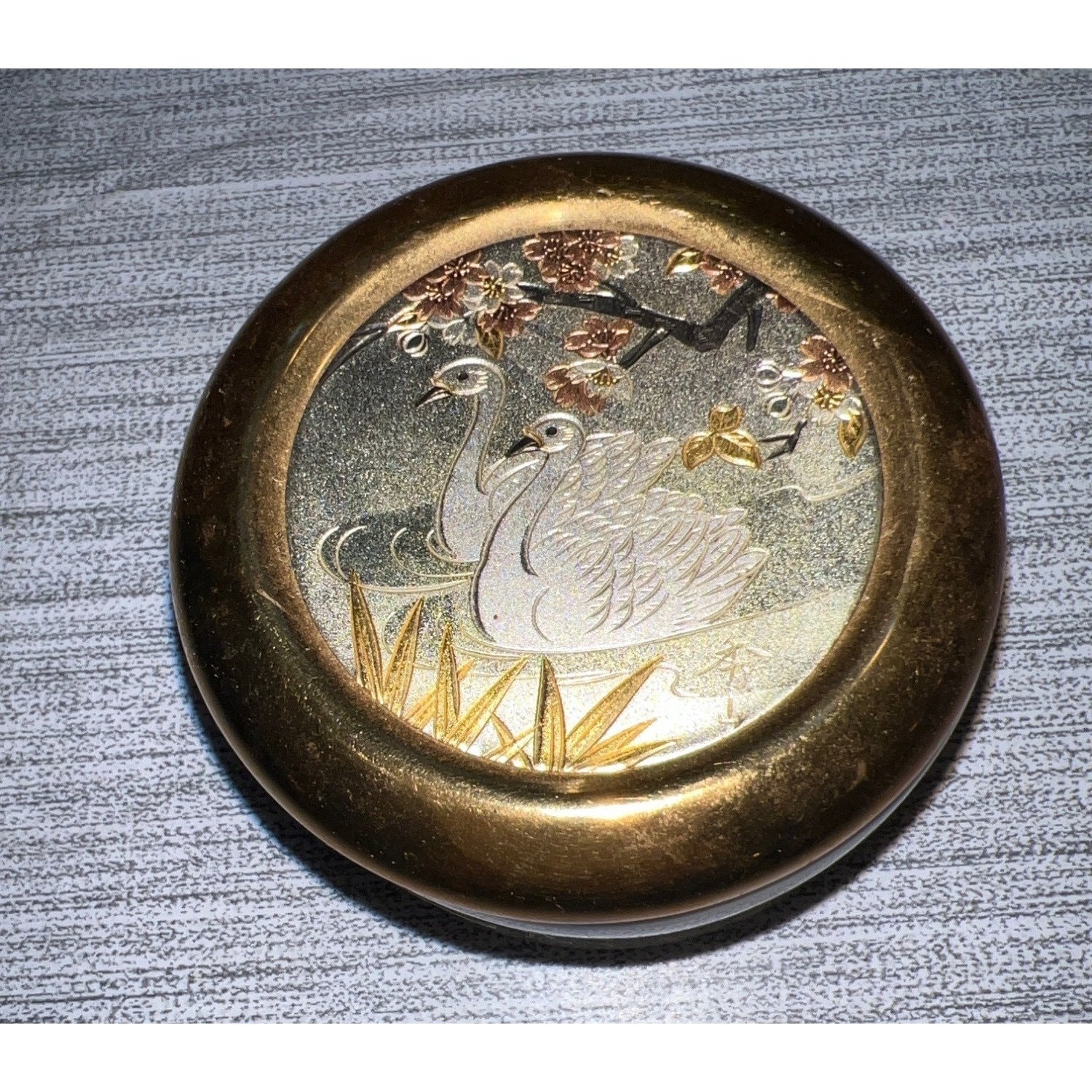Vintage the Art of Chokin 24k Gold Edged Trinket Box Japan Swans - Etsy