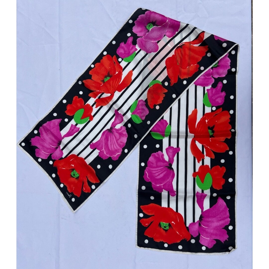 Vintage Vera Neumann Red Pink Poppies Poppy Flowers Black Silk Scarf - Etsy
