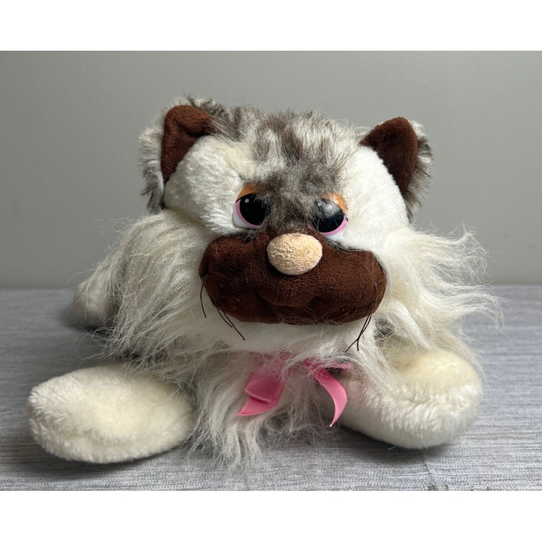 Vintage Pound Purries Brown White Fluffy Cat Stuffed Animal Plush Toy ...