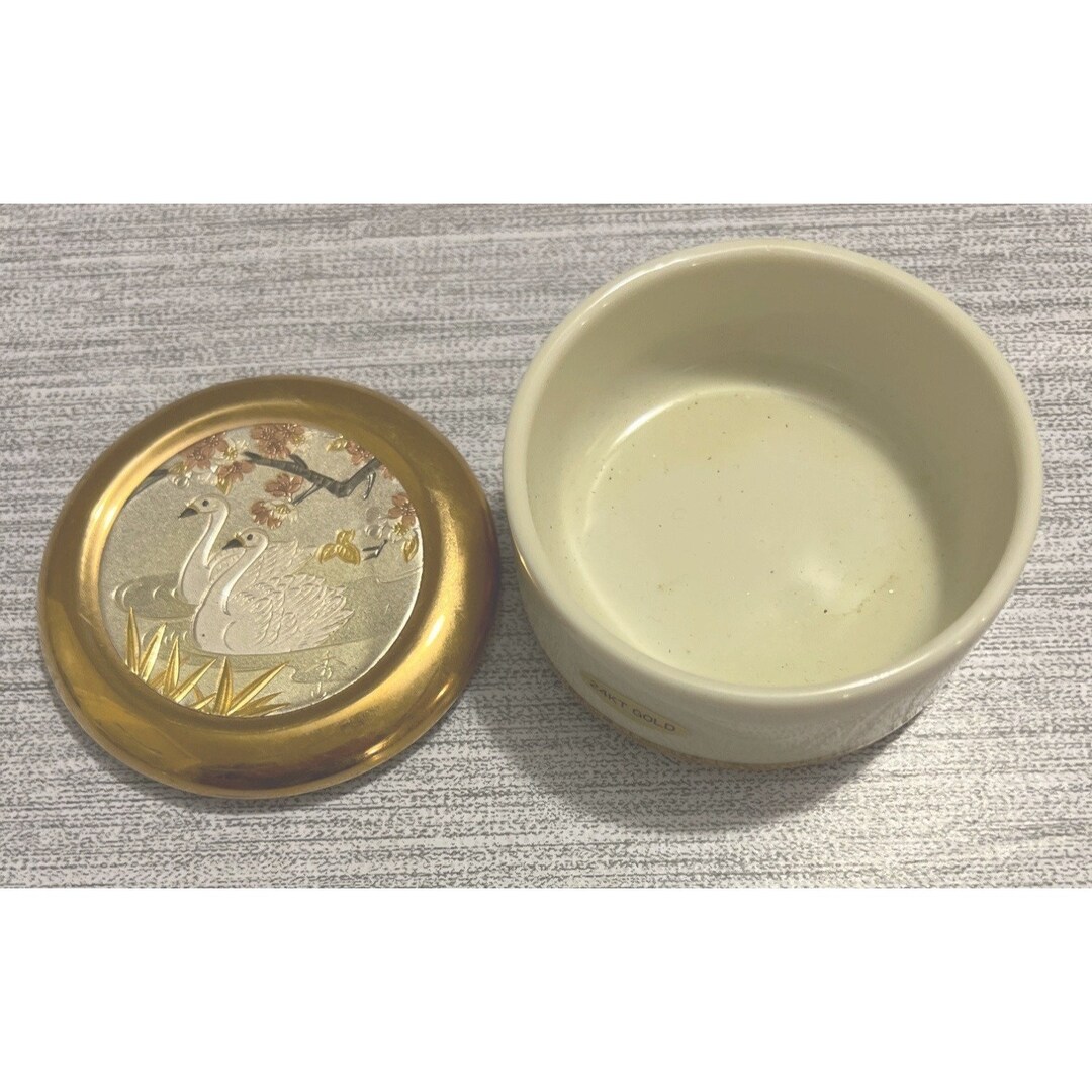 Vintage the Art of Chokin 24k Gold Edged Trinket Box Japan Swans - Etsy