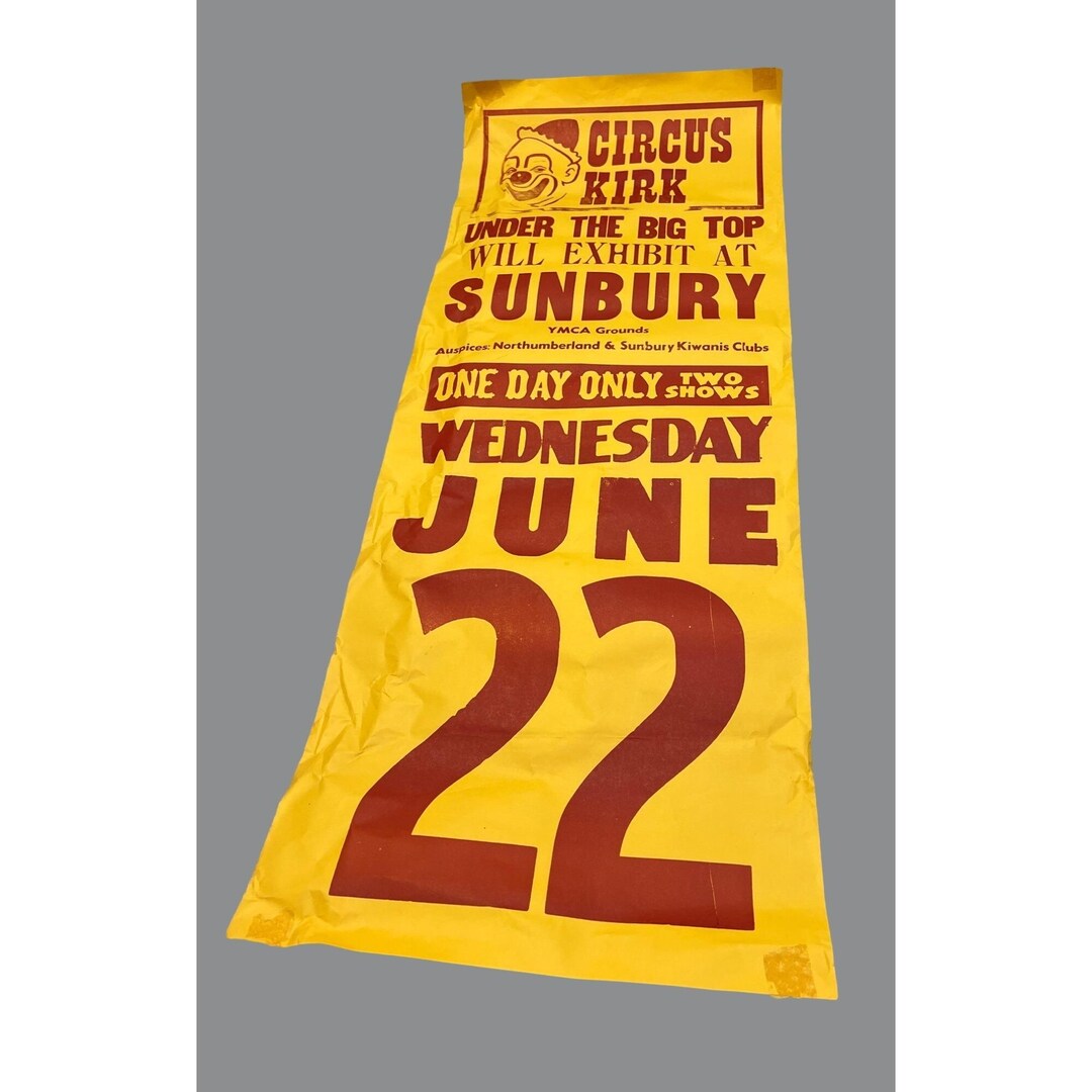 Circus Kirk Poster Original 1970s Sunbury PA One Day Show Rare 35" - Etsy
