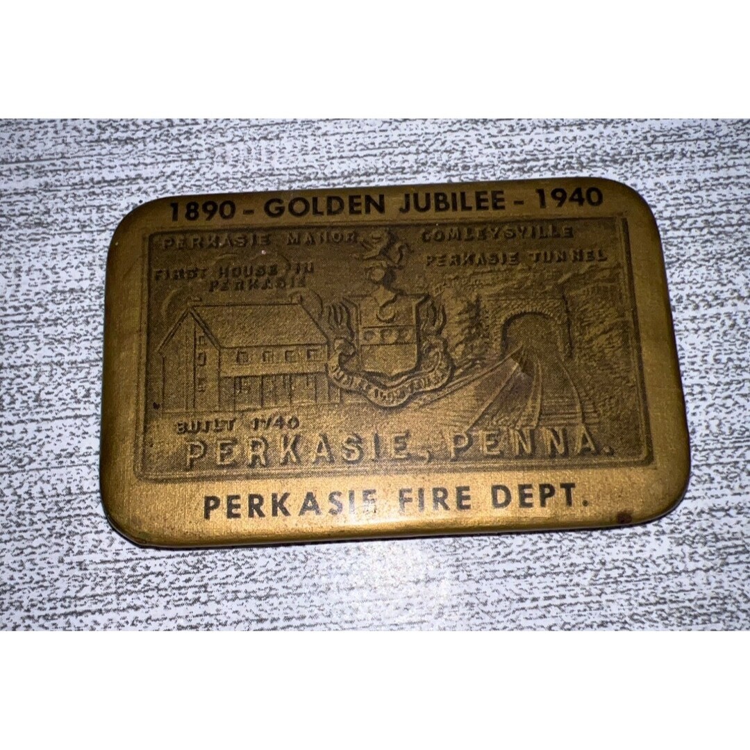 Vintage Perkasie PA Fire Department Pocket Mirror Golden Jubilee 1890 ...