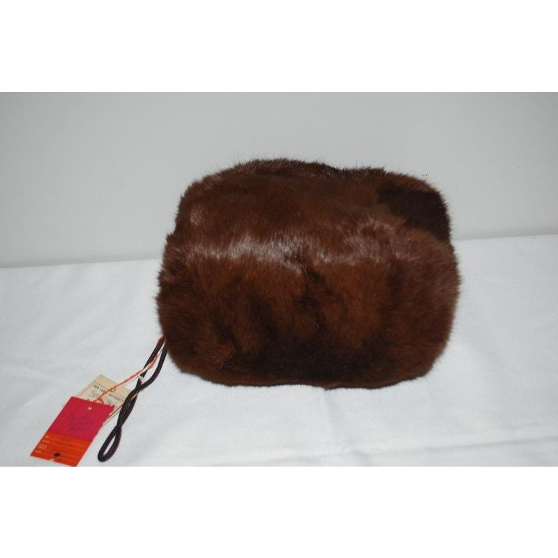 Vintage Fur Hand Muff Brown Rabbit Zipper Pocket Wrist Strap Hand ...