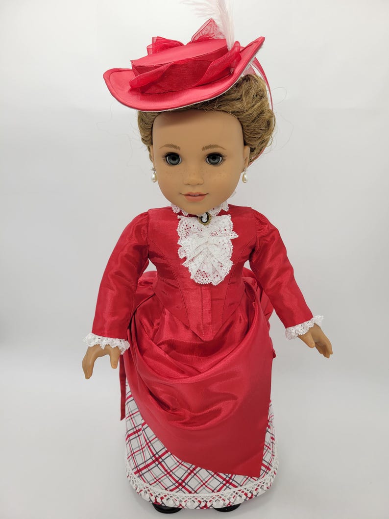 Historical 1880's Red and Plaid Christmas Ensemble, Bodice, Skirt, Slip ...