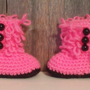Crocheted "fuzzy" Pink Ugg Boots - Pink Baby Uggs - Baby Girl Crochet ...