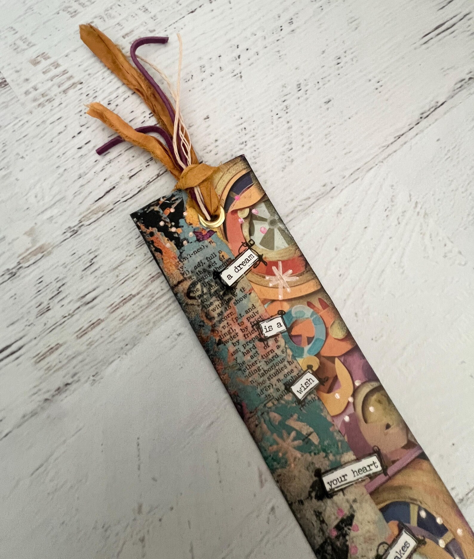 Handmade Mixed Media Collage Bookmark: Reader Gift - Etsy