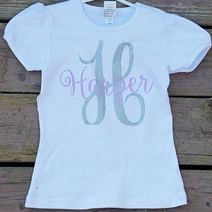 Personalized Girls Shirt, Kids Monogram Tee, Monogram Girls Shirt ...