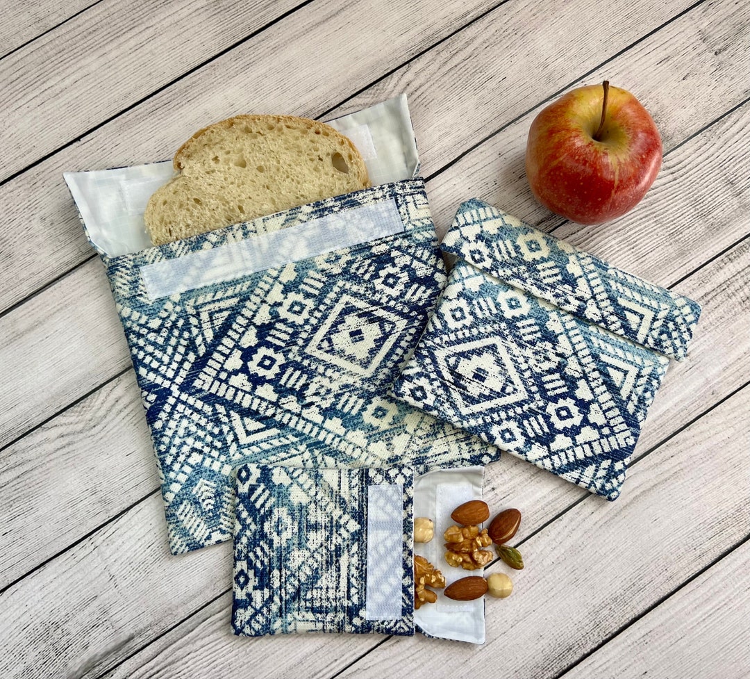 Boho Reusable Snack and Sandwich Bags, Reusable Snack Bag Set of Three ...