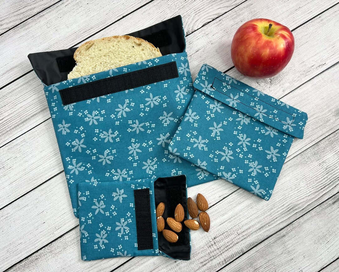 Boho Flower Reusable Snack and Sandwich Bags, Reusable Snack Bag Set of ...