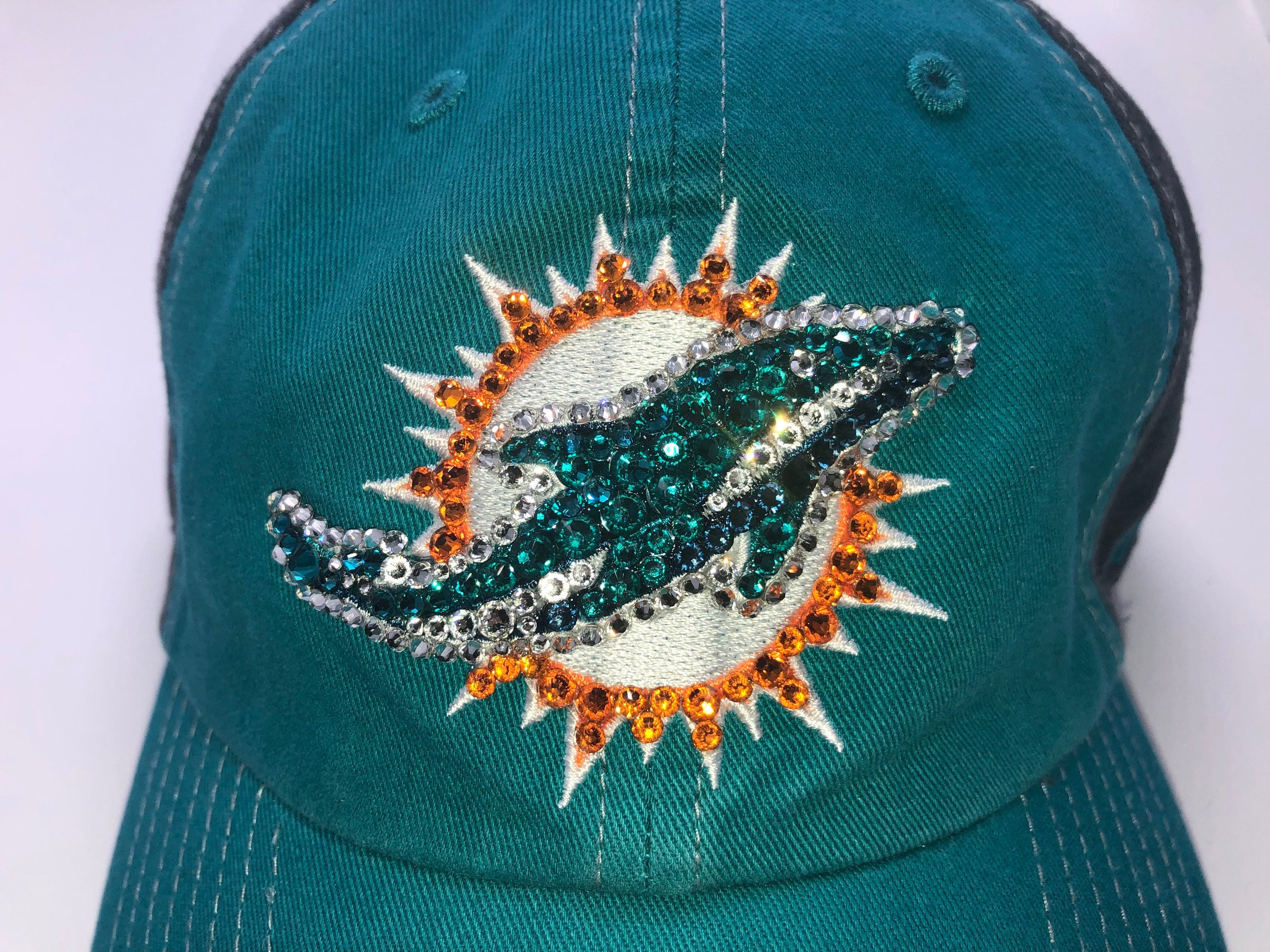 Swarovski Crystal Bling Miami Dolphins Adjustable Hat | Etsy