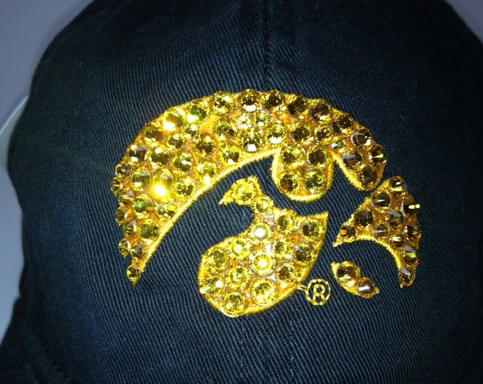 Swarovski Crystal Bling Iowa Hawkeyes Adjustable Hat - Etsy