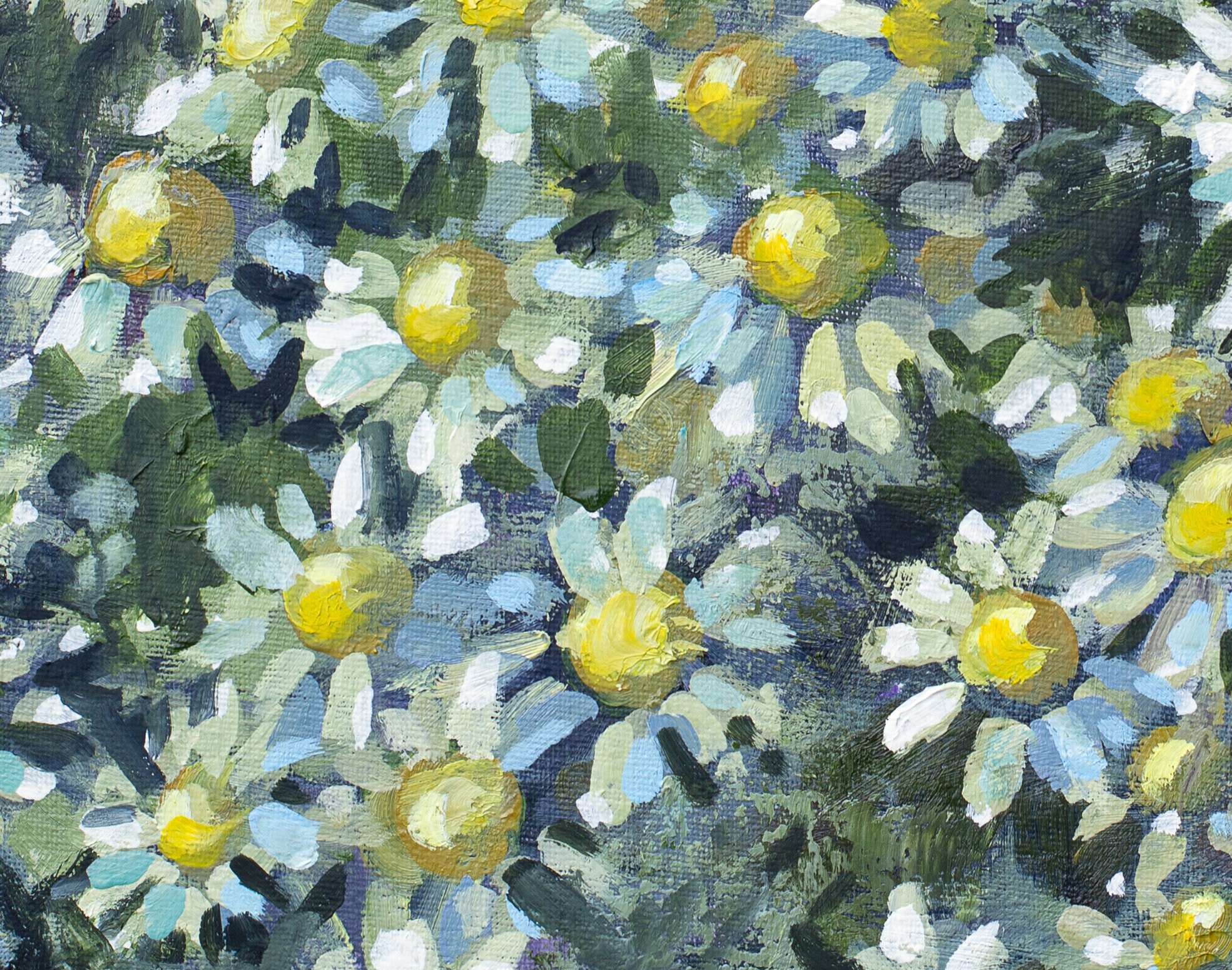 Daisy Painting Floral Wall Art 16x16" Oil Painting on Canvas — Katie ...