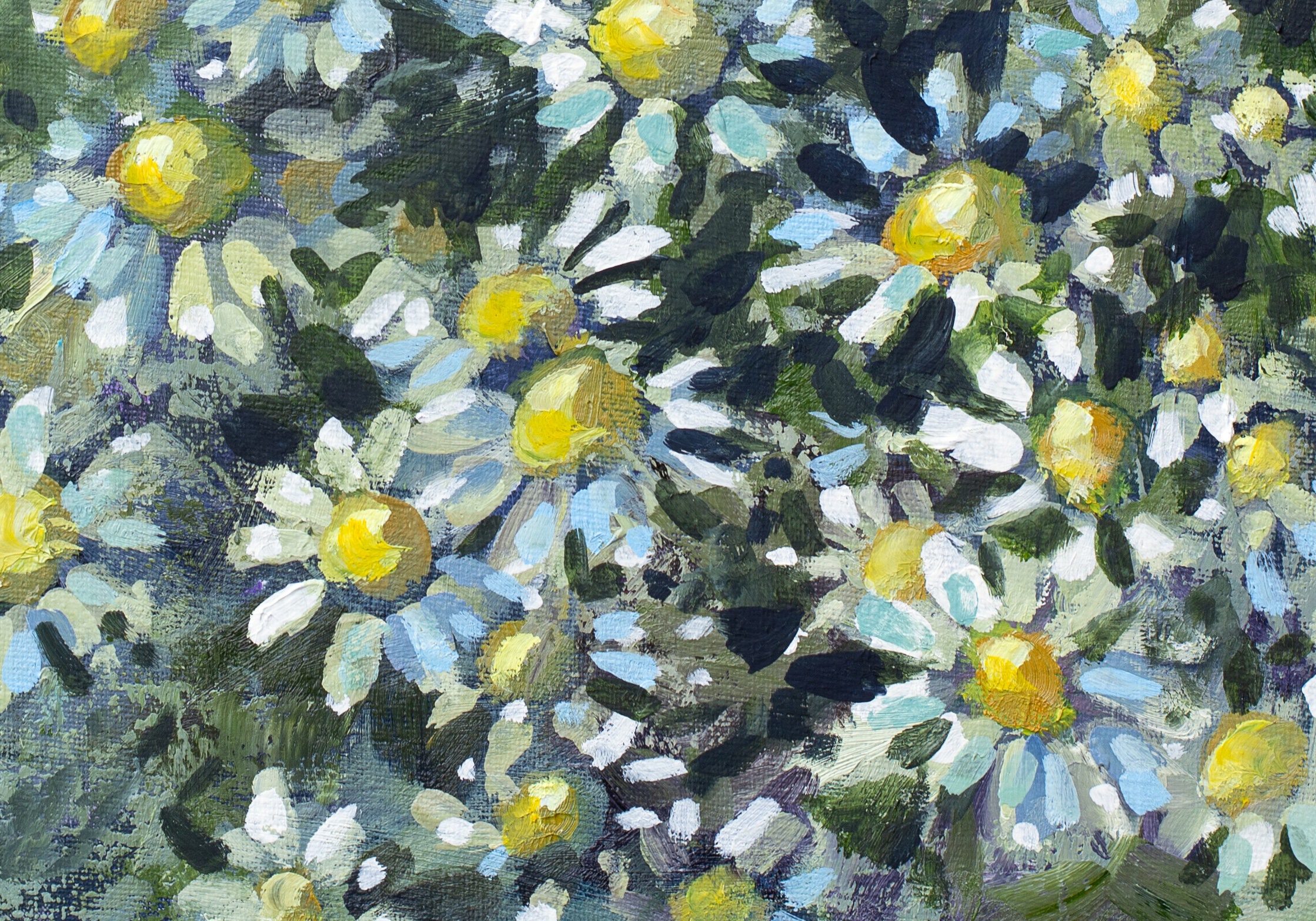 Daisy Painting Floral Wall Art 16x16" Oil Painting on Canvas — Katie ...