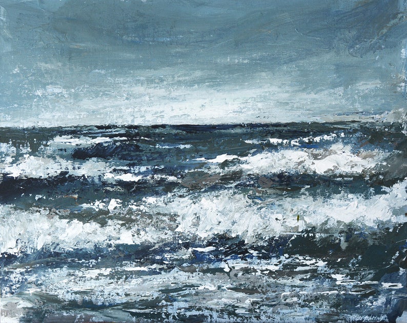 Abstract Seascape Painting Art Acrylic Original // | Etsy