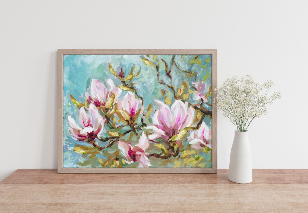 Magnolia Art Print, Floral Painting, Flower Wall Art, Magnolia Painting ...