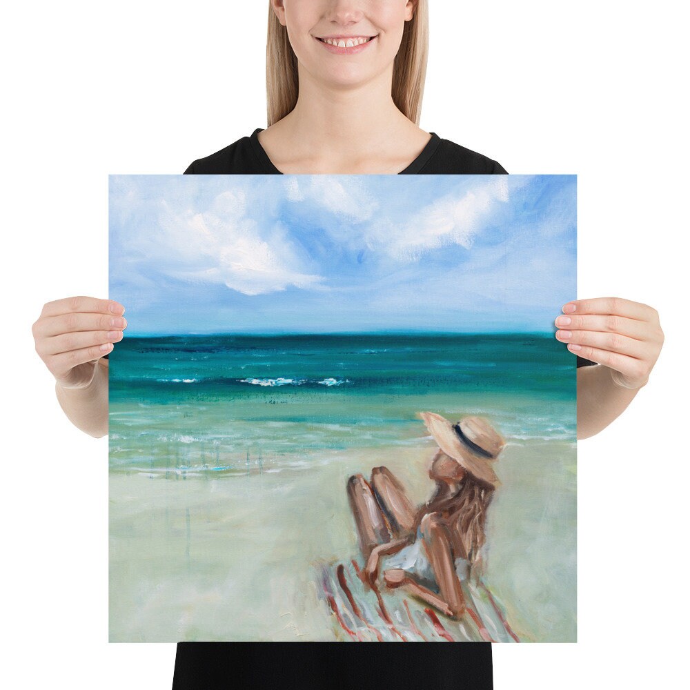 Beach Babe Print Beach Wall Art Figure Painting by Katie | Etsy