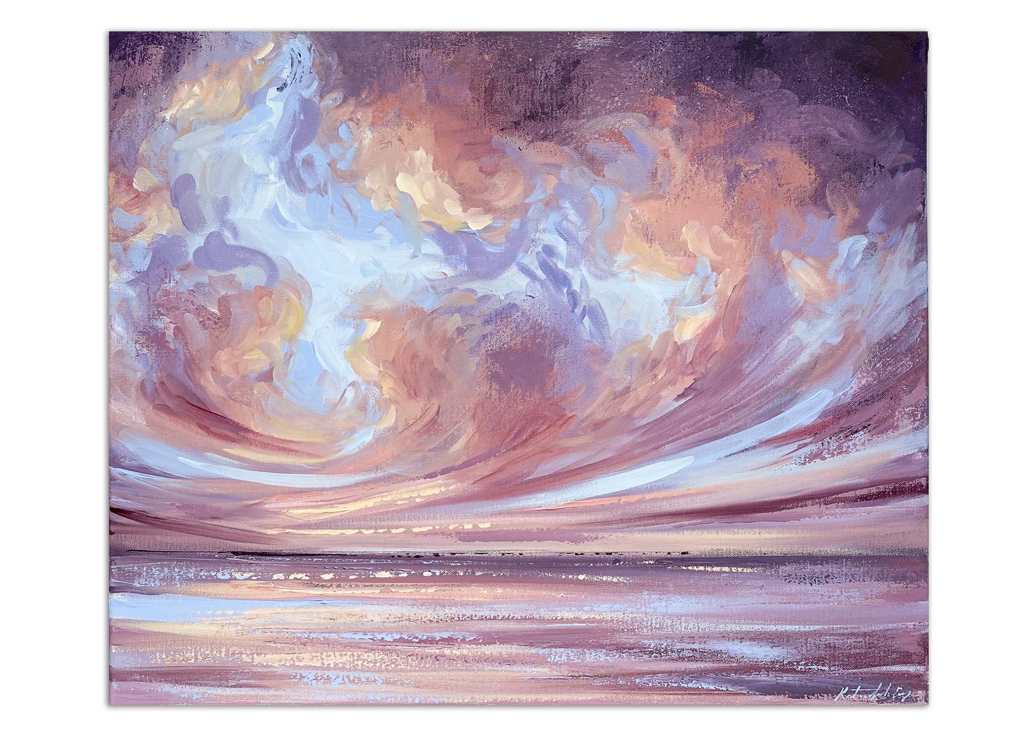 Abstract Seascape Painting, Ocean Wall Art "Illuminate" 20x24" on ...