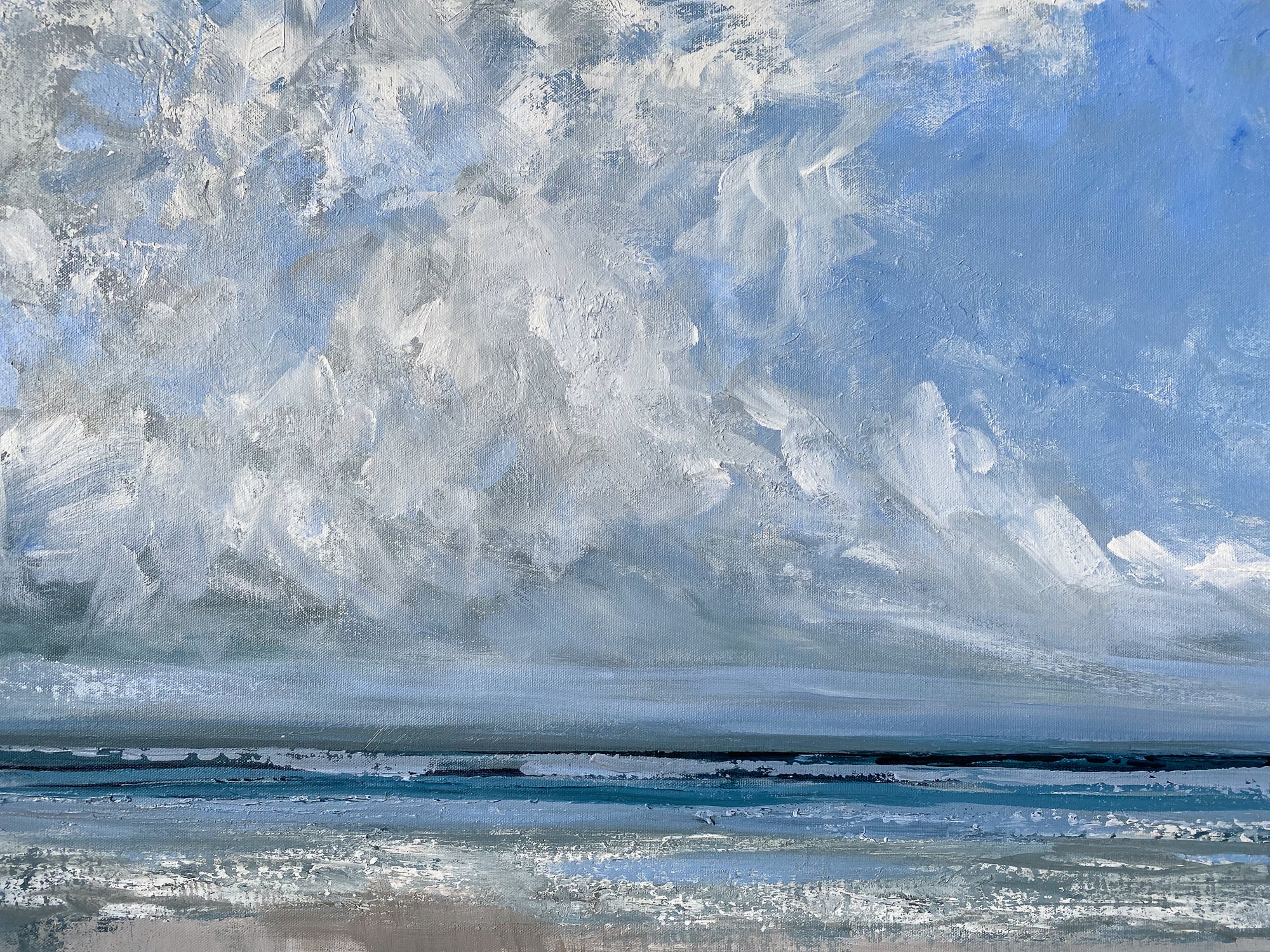 Big Ocean Painting Canvas, Large Sea Acrylic Art, "Parting Ways ...