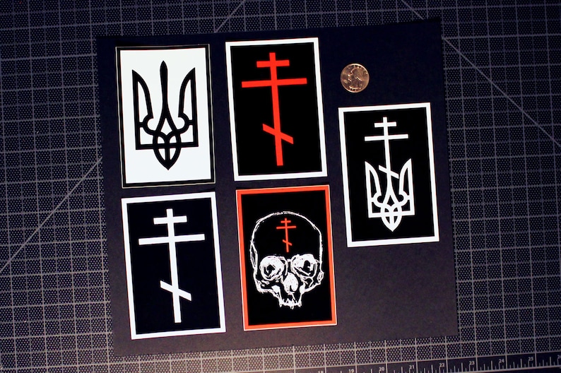 Tryzub-cross Vinyl Sticker - Black and White Tryzub-cross Decal 4.5" X ...