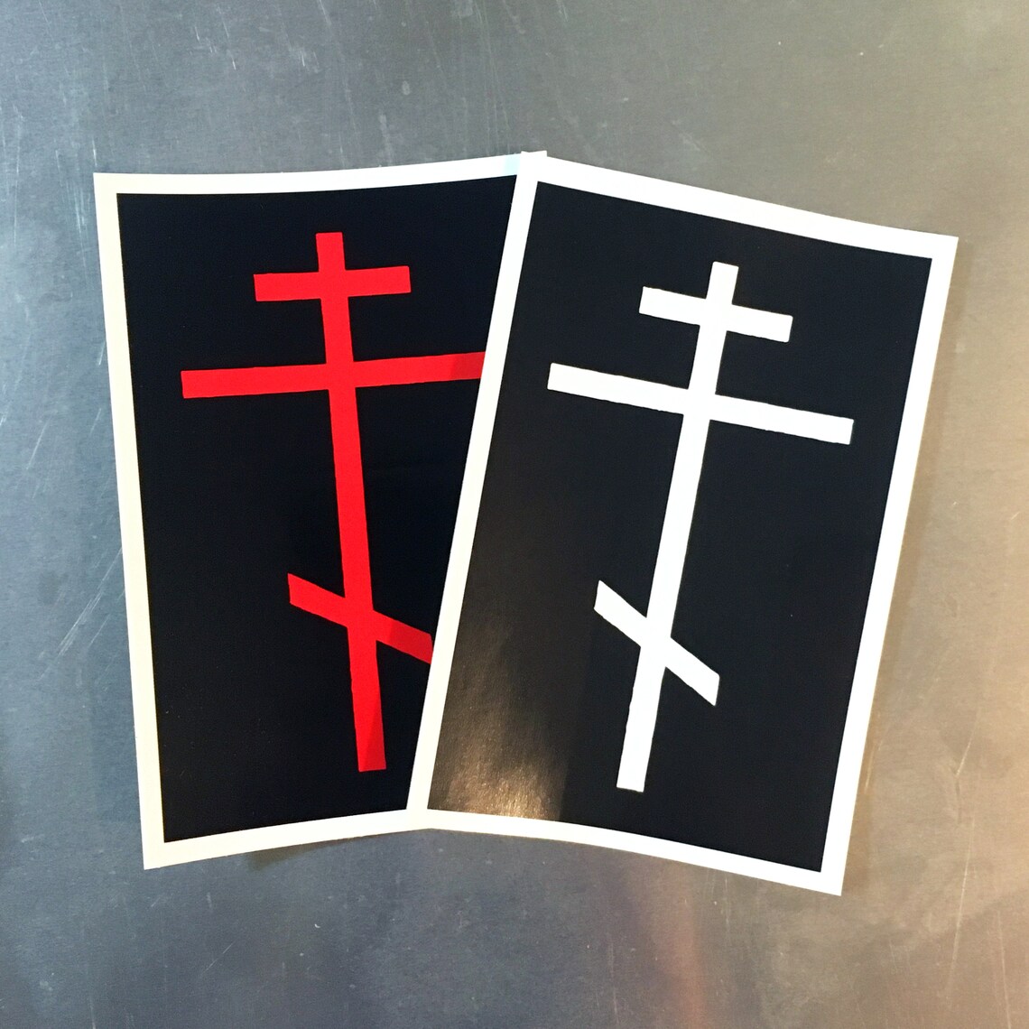 Orthodox Cross Sticker Pack: Two Vinyl Cross Decals Red and White - Etsy