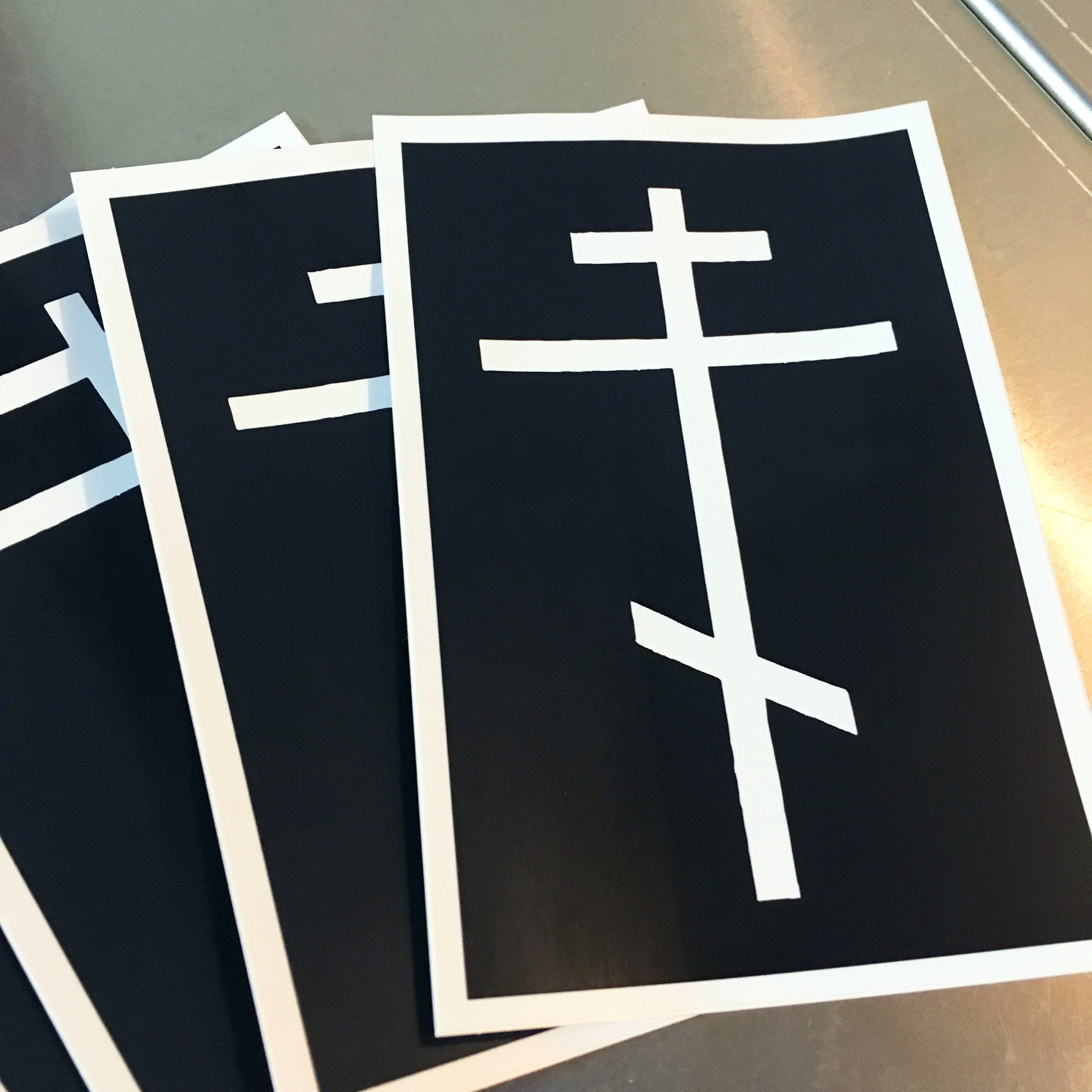 White Cross Stickers - 5 Pack! - Black and White Orthodox Cross Vinyl ...