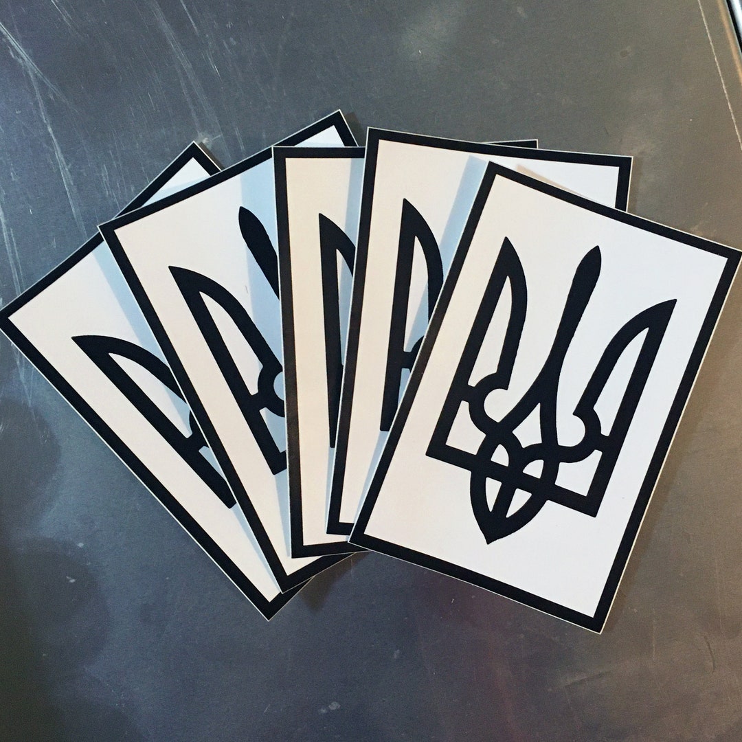 Ukrainian Tryzub Stickers - 5 Pack! - Black and White Tryzub Vinyl ...